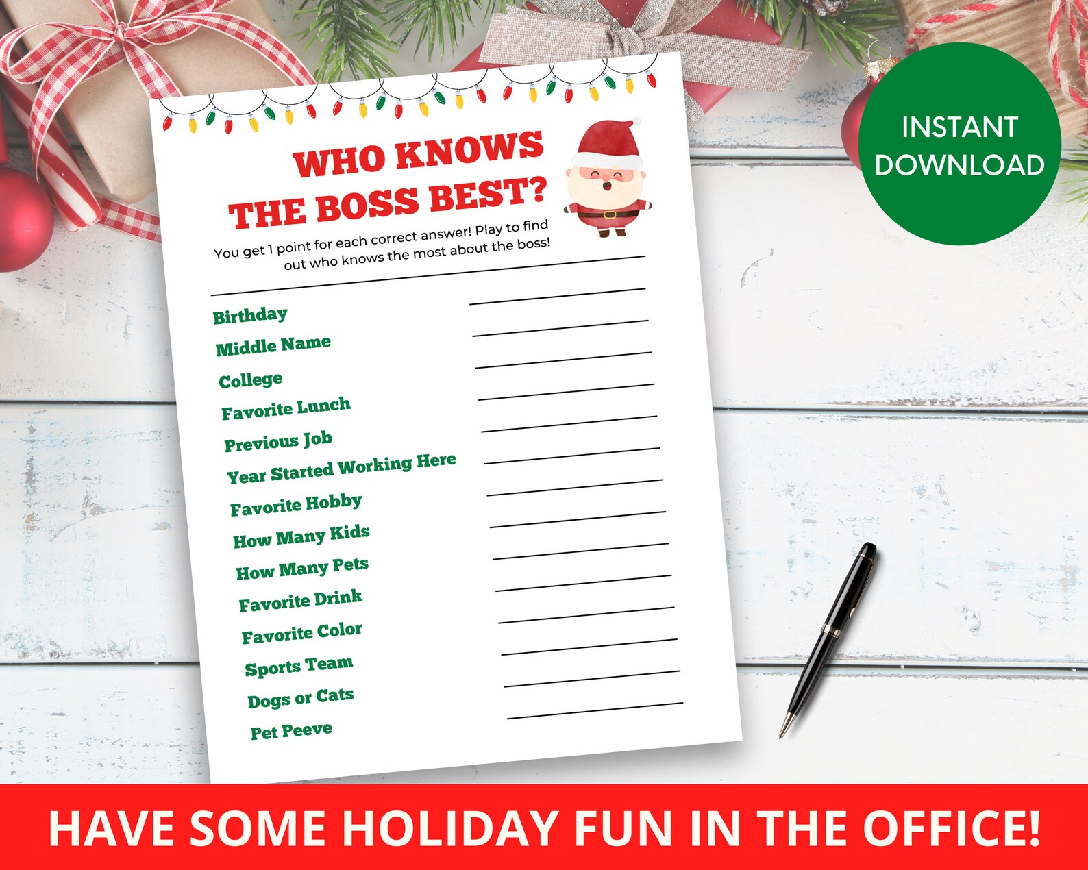 Who Knows the Boss Best Office Party Game, Holiday Office Party Game ...