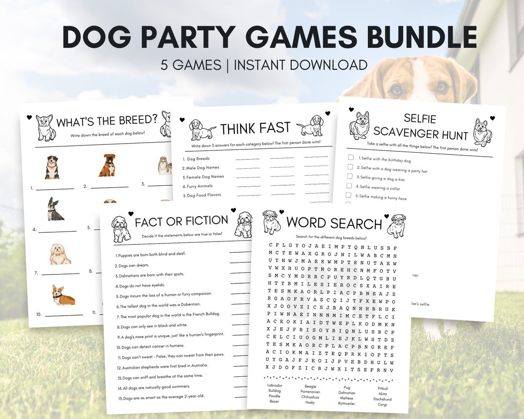 Dog Birthday Party Games, Dog Party Games, Puppy Party Games, Dog ...