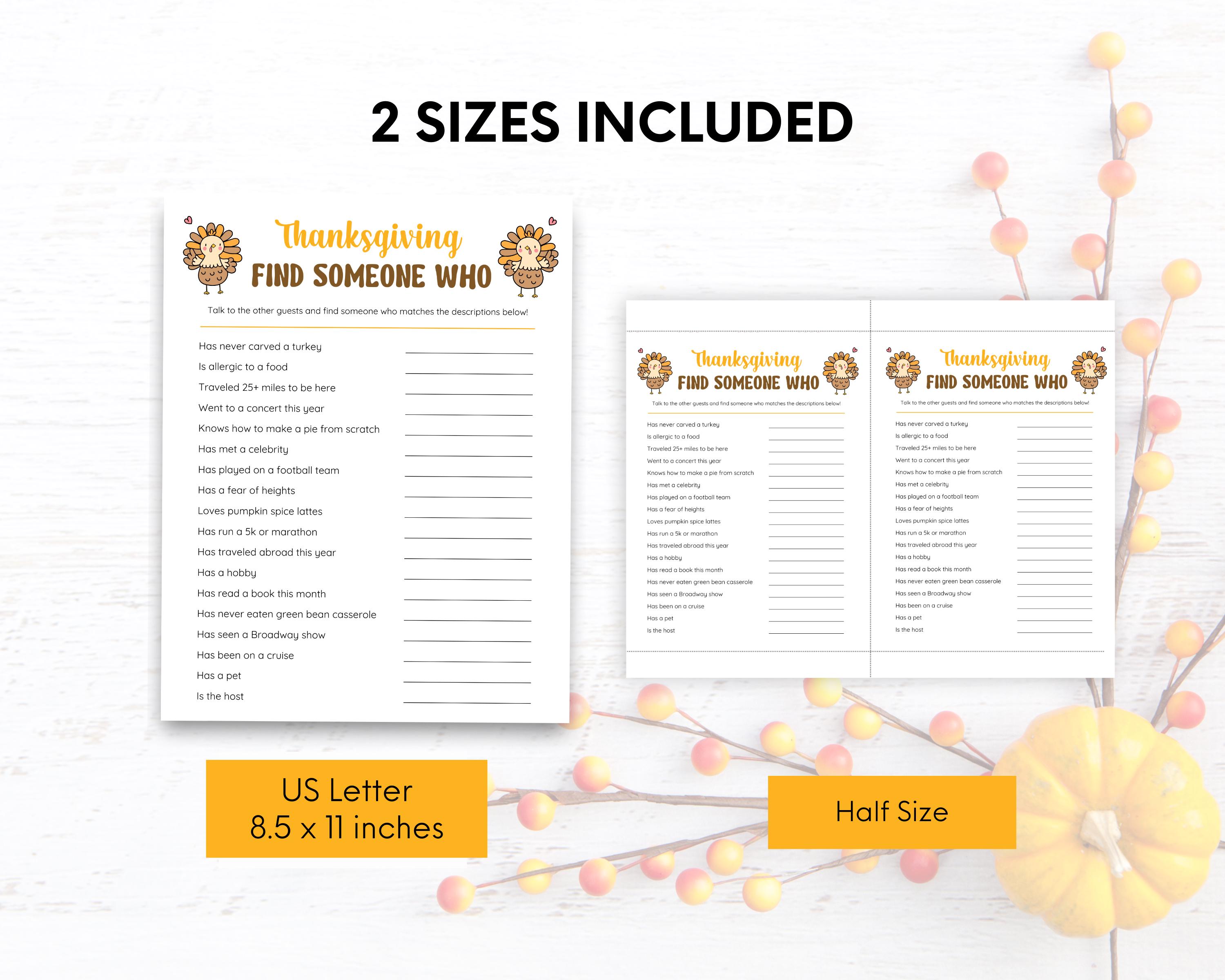 Thanksgiving Find Someone Who, Thanksgiving Game Printable, Family ...