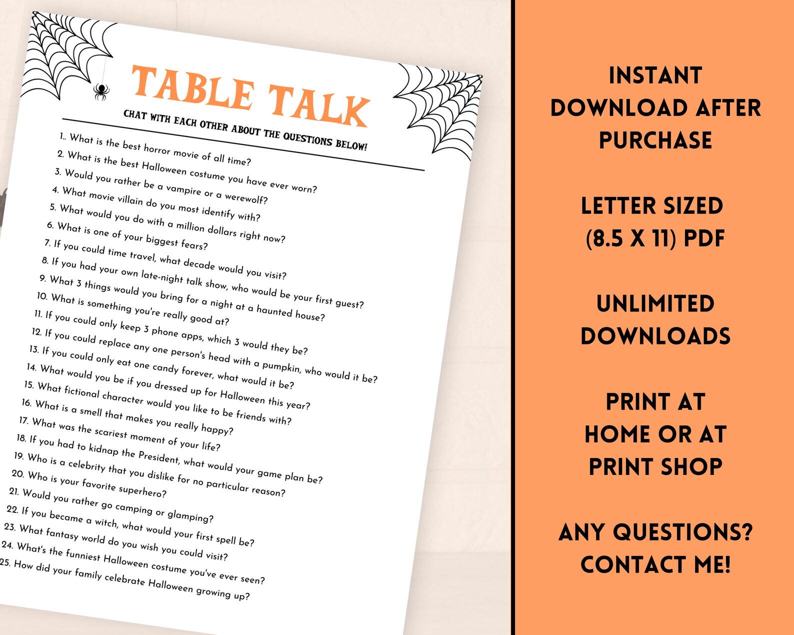 Halloween Icebreaker Questions Halloween Conversation - Etsy