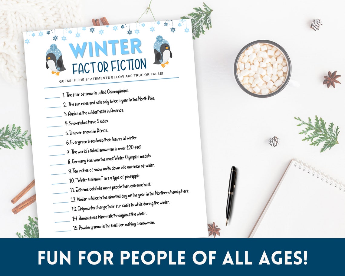 Winter Trivia Game Printable Winter Games Party Games for - Etsy