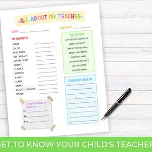 Teacher Favorite Things Form, Teacher Survey, Classroom Wishlist ...