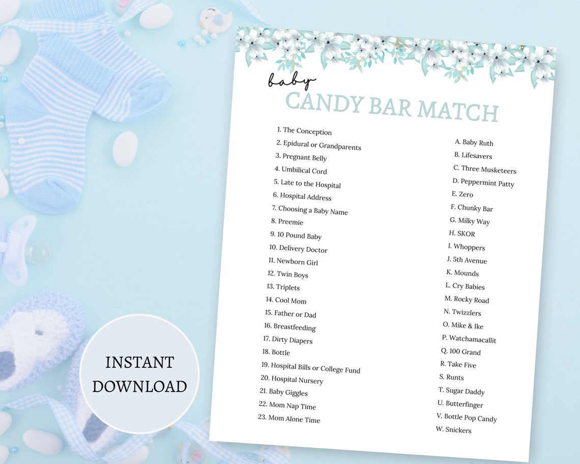 Baby Candy Match Game Baby Shower Game Printable Baby Shower - Etsy