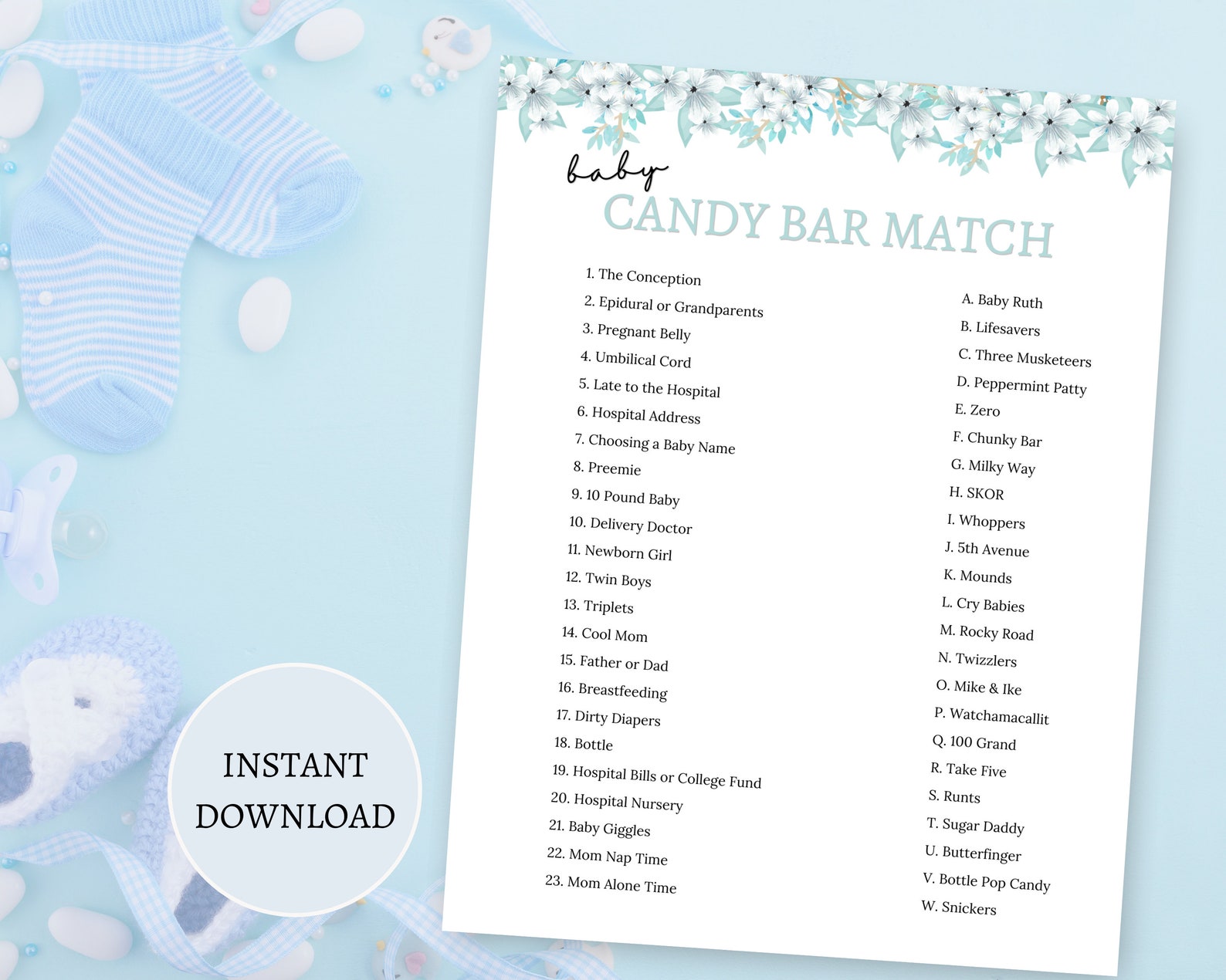 Baby Candy Match Game Baby Shower Game Printable Baby Shower - Etsy
