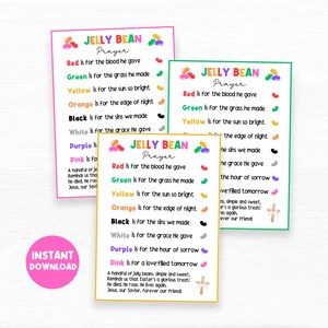 Jelly Bean Prayer Tag, Easter Jelly Bean Poem, Church Easter Favors ...