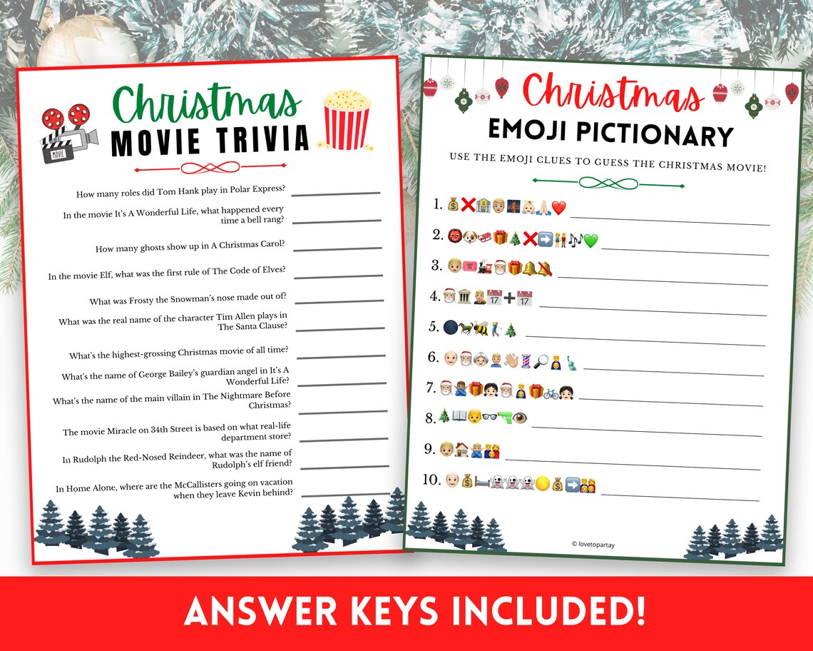 Christmas Trivia Game Bundle Christmas Party Games Christmas - Etsy