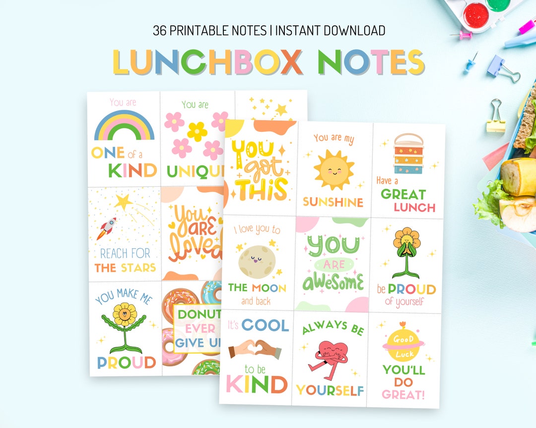 Lunchbox Notes for Kids, Positive Lunchbox Notes, Positive Affirmation ...