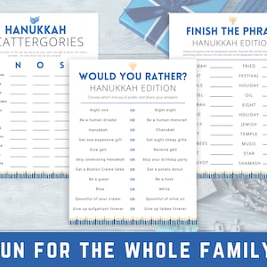 Hanukkah Party Games Bundle, Printable Hanukkah Games, Chanukah Games ...
