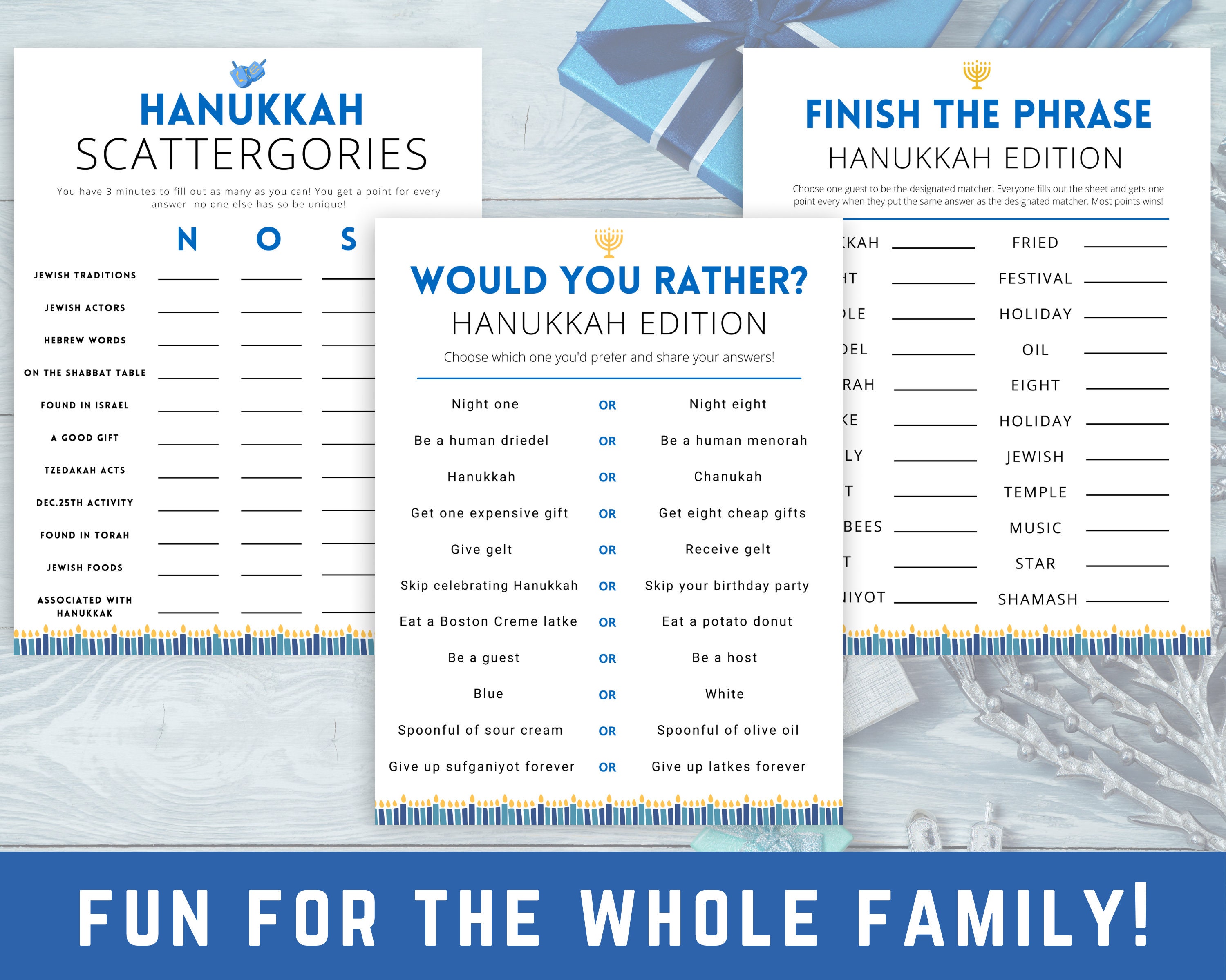 Hanukkah Party Games Bundle, Printable Hanukkah Games, Chanukah Games ...
