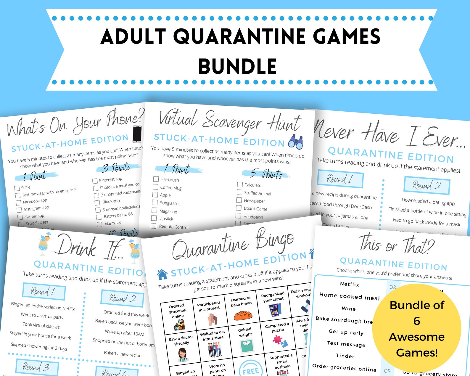 Quarantine Adult Birthday Games Quarantine Games Bundle - Etsy