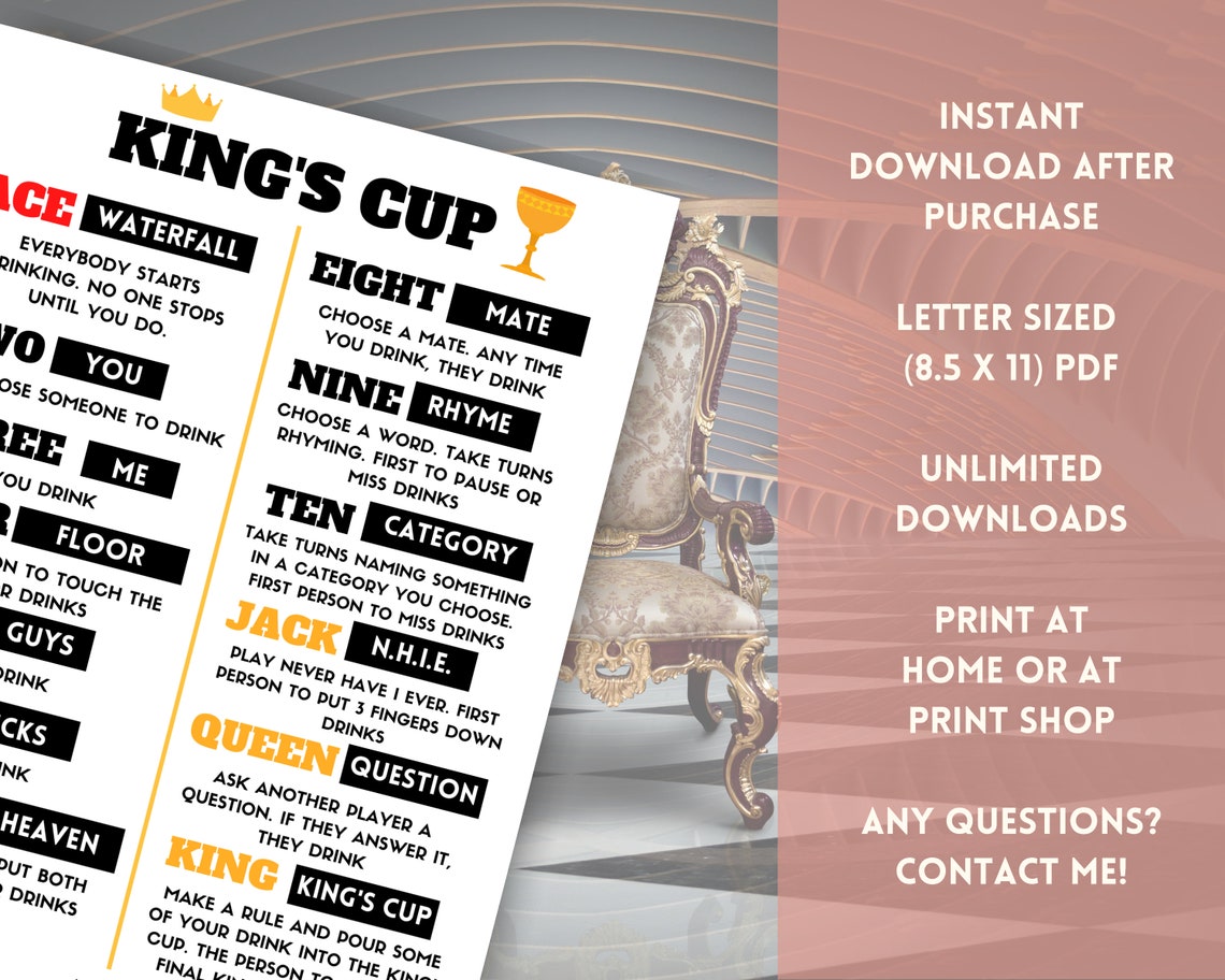 King's Cup Game, King's Cup Drinking Game, Drinking Games, Drinking ...