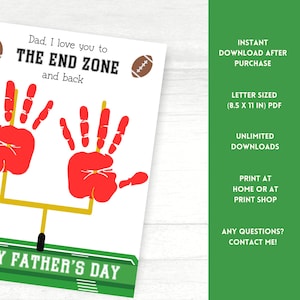 Father's Day Handprint Craft, Football Father's Day Keepsake Craft ...