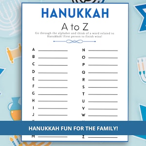 Hanukkah A - Z Game, Hanukkah Party Games, Hanukkah Games, Chanukah ...