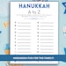 Hanukkah A Z Game, Hanukkah Party Games, Hanukkah Games, Chanukah Game ...