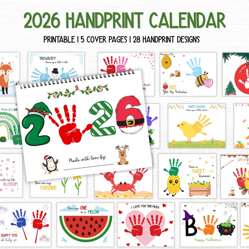 Handprint Art Calendar - Etsy