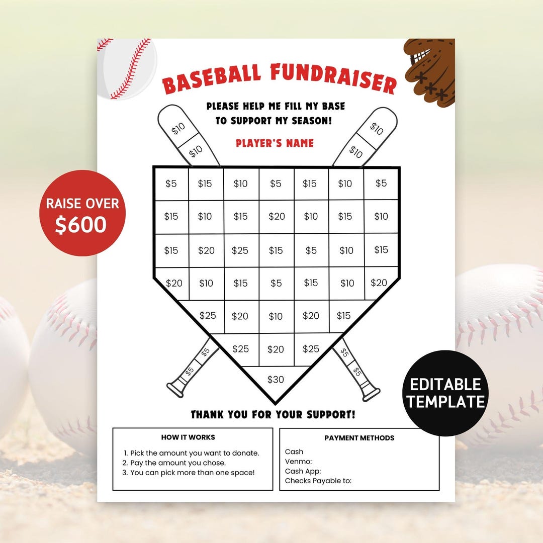 Editable Baseball Fundraiser Flyer, Fill My Base Baseball Fundraiser ...