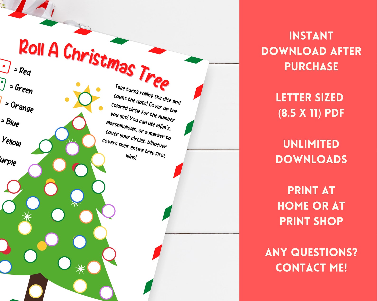 Roll a Christmas Tree Christmas Game for Kids Classroom - Etsy