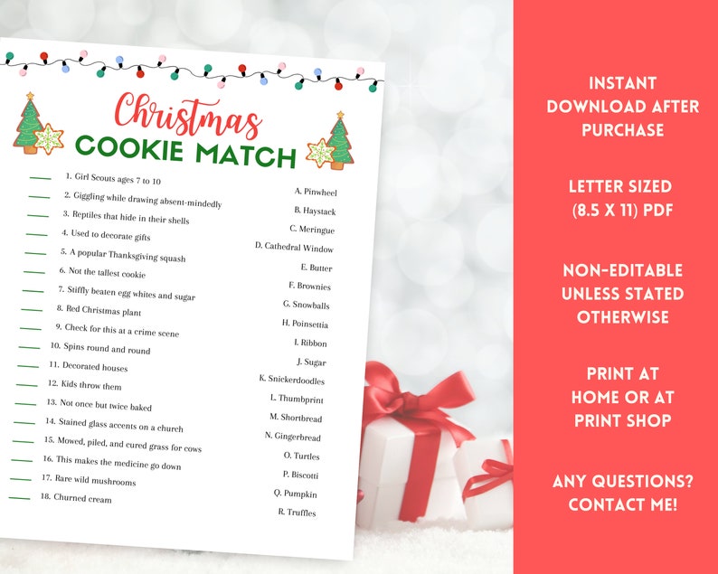 Christmas Cookie Game, Christmas Game for Adults, Fun Christmas Game ...