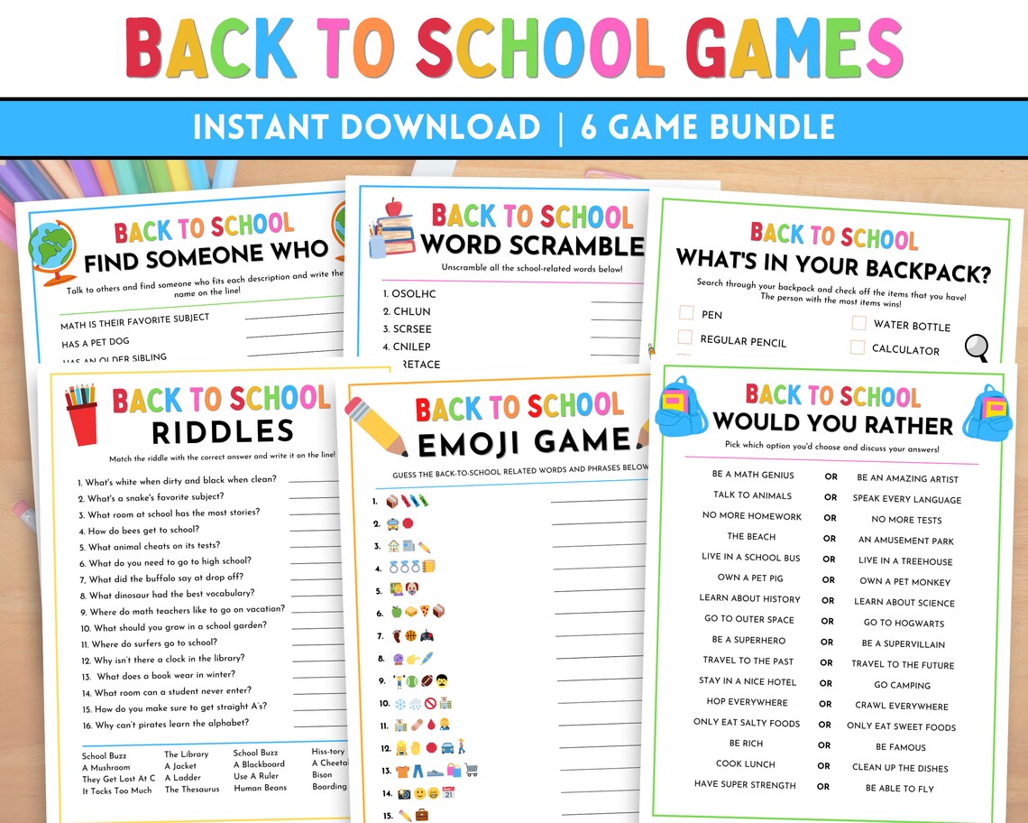 Back to School Games Bundle Elementary School Games First - Etsy