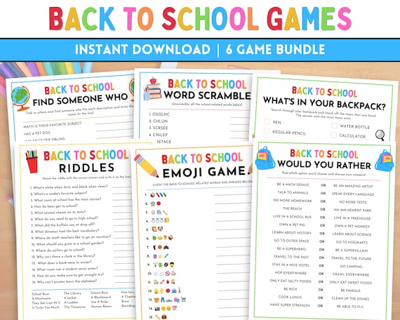 Back to School Games Bundle Elementary School Games First - Etsy