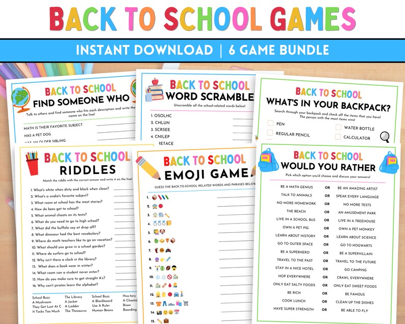 Back to School Games Bundle Elementary School Games First - Etsy