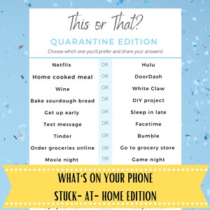 This or That Game, Quarantine Game for Adults. Quarantine Birthday ...