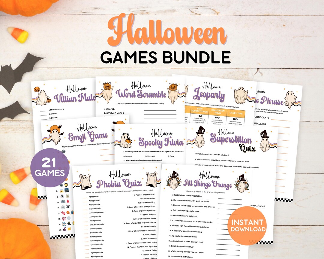 Halloween Party Games Bundle Retro, Halloween Party Games Ghost ...