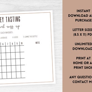 Whiskey Tasting Scorecard, Whiskey Tasting Placemat, Printable Whiskey ...