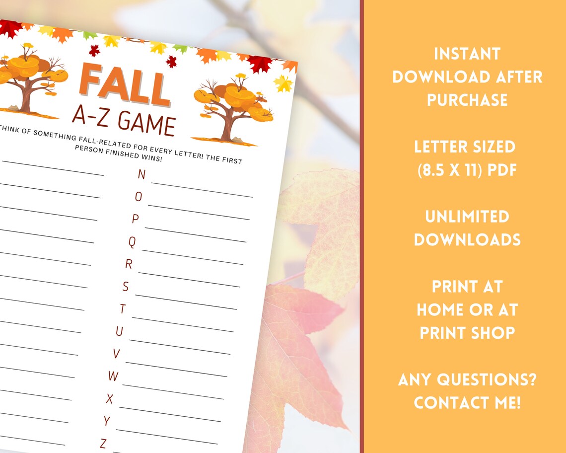 Fall Games Bundle Printable Autumn Game Bundle Fall - Etsy