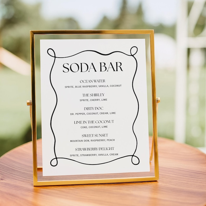 Editable Dirty Soda Bar Sign, Soda Bar Sign Template, Bar Menu for ...