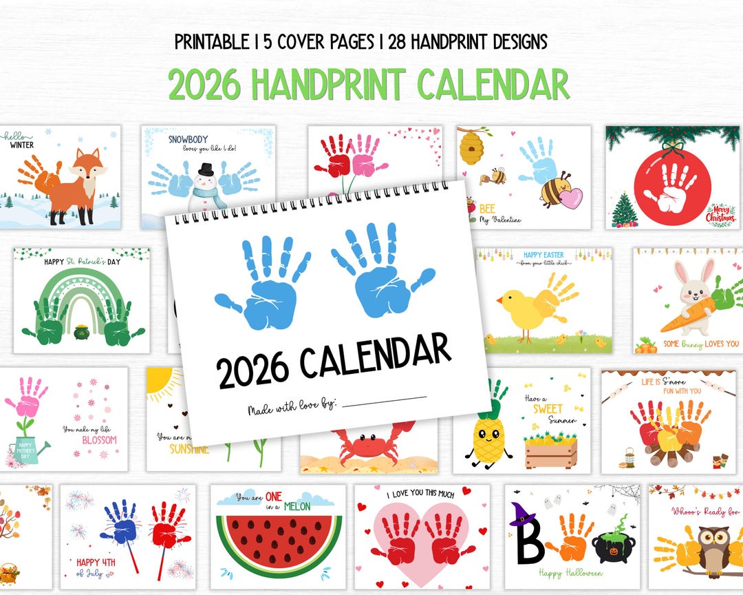 2026 Handprint Calendar Keepsake, Calendar Keepsake Gift From Kids ...