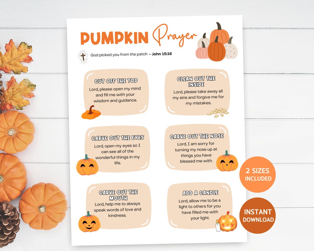 Pumpkin Prayer Printable, Carving Christian Halloween Activity ...