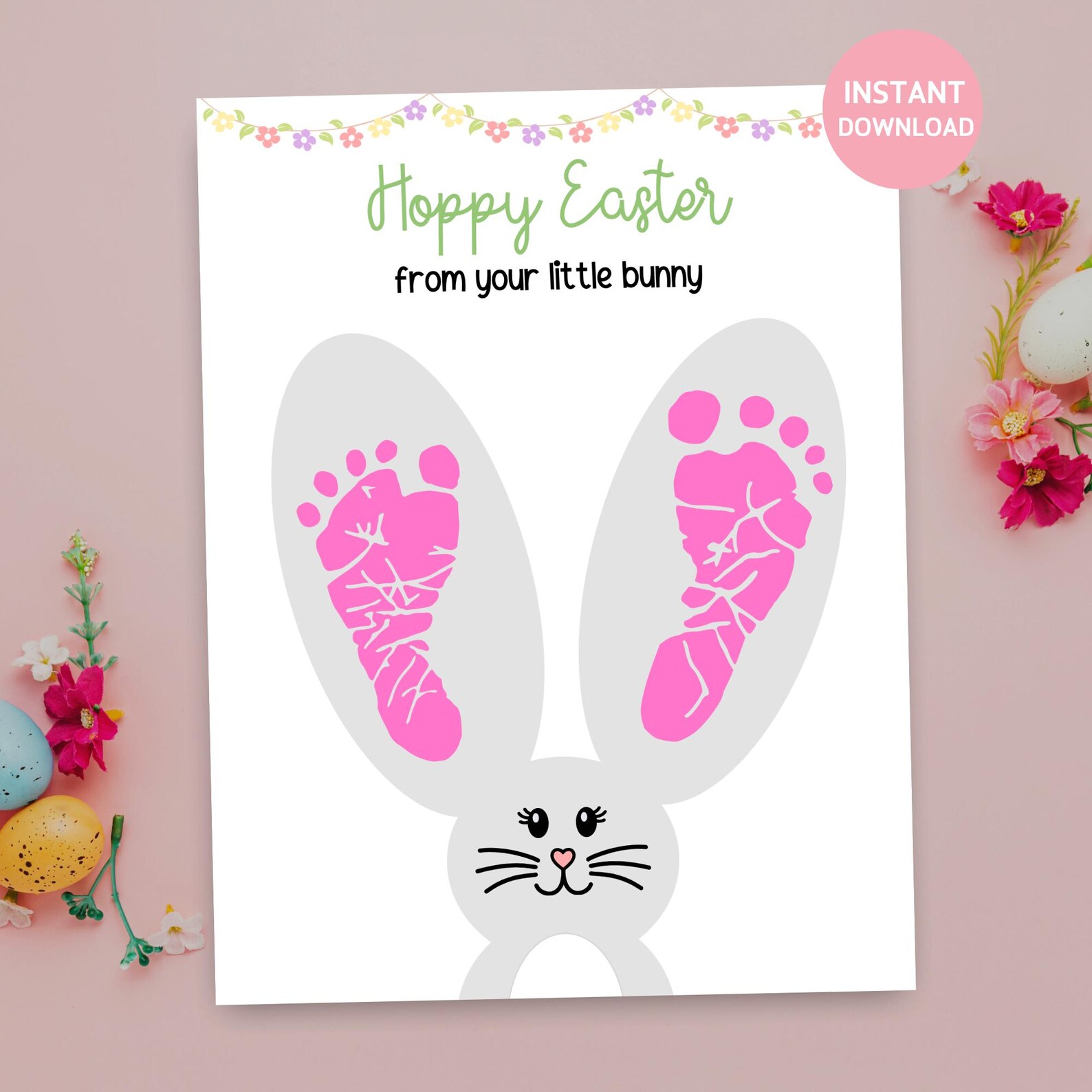 Easter Keepsake Footprint Craft, Hoppy Easter Toddler Art Craft, Easter ...
