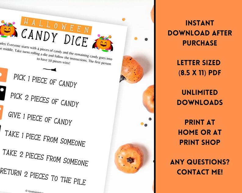Halloween Candy Dice Halloween Candy Exchange Halloween - Etsy