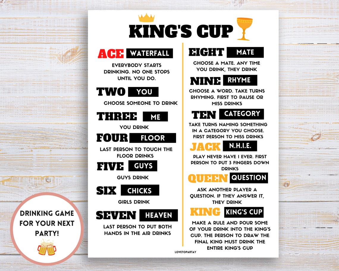 King's Cup Game, King's Cup Drinking Game, Drinking Games, Drinking ...