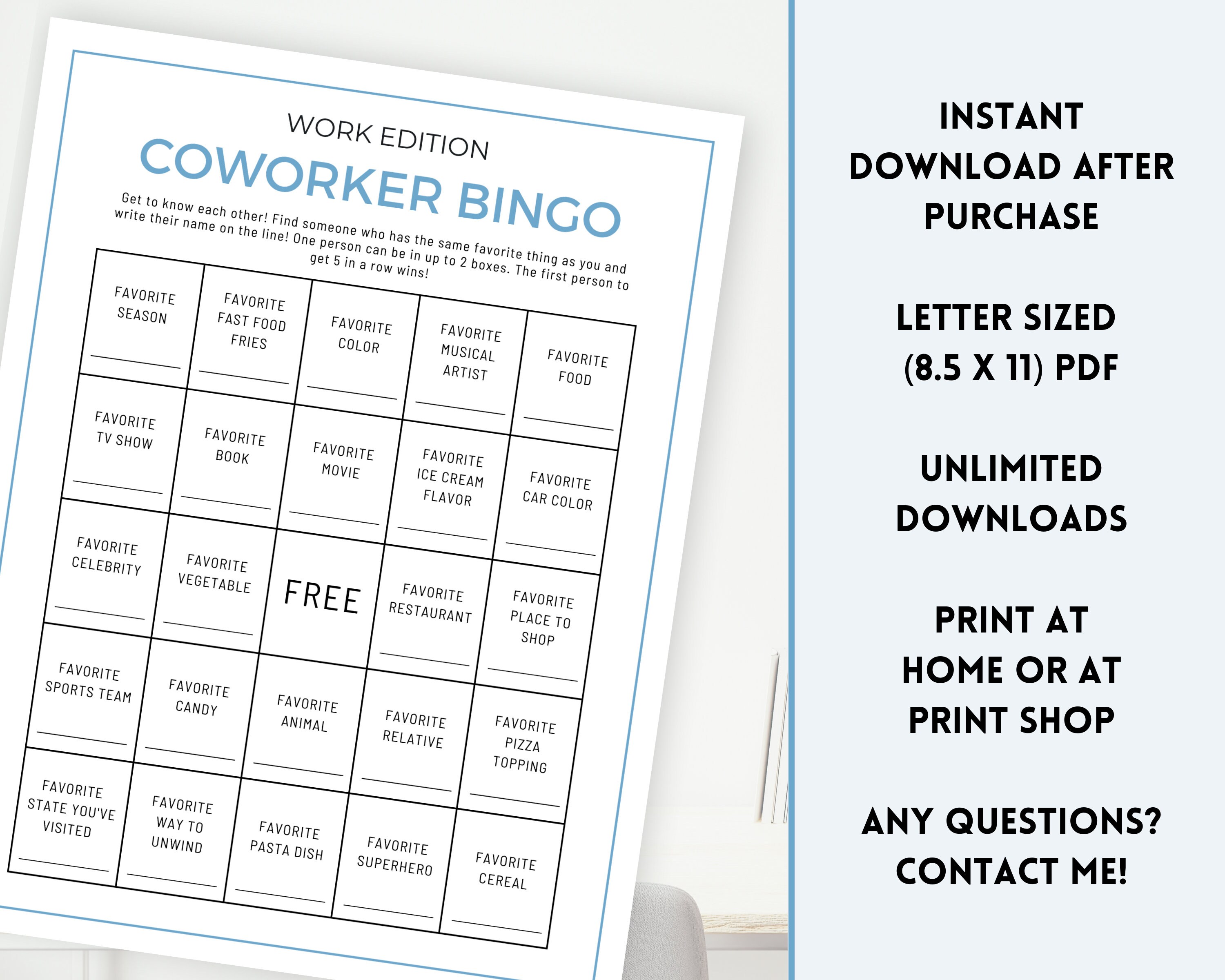 Printable Office Game, Office Party Game, Work Party Game, Game for ...