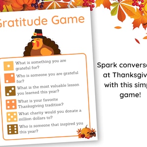 Thanksgiving Gratitude Game, Thanksgiving Dice Game, Thanksgiving Party ...