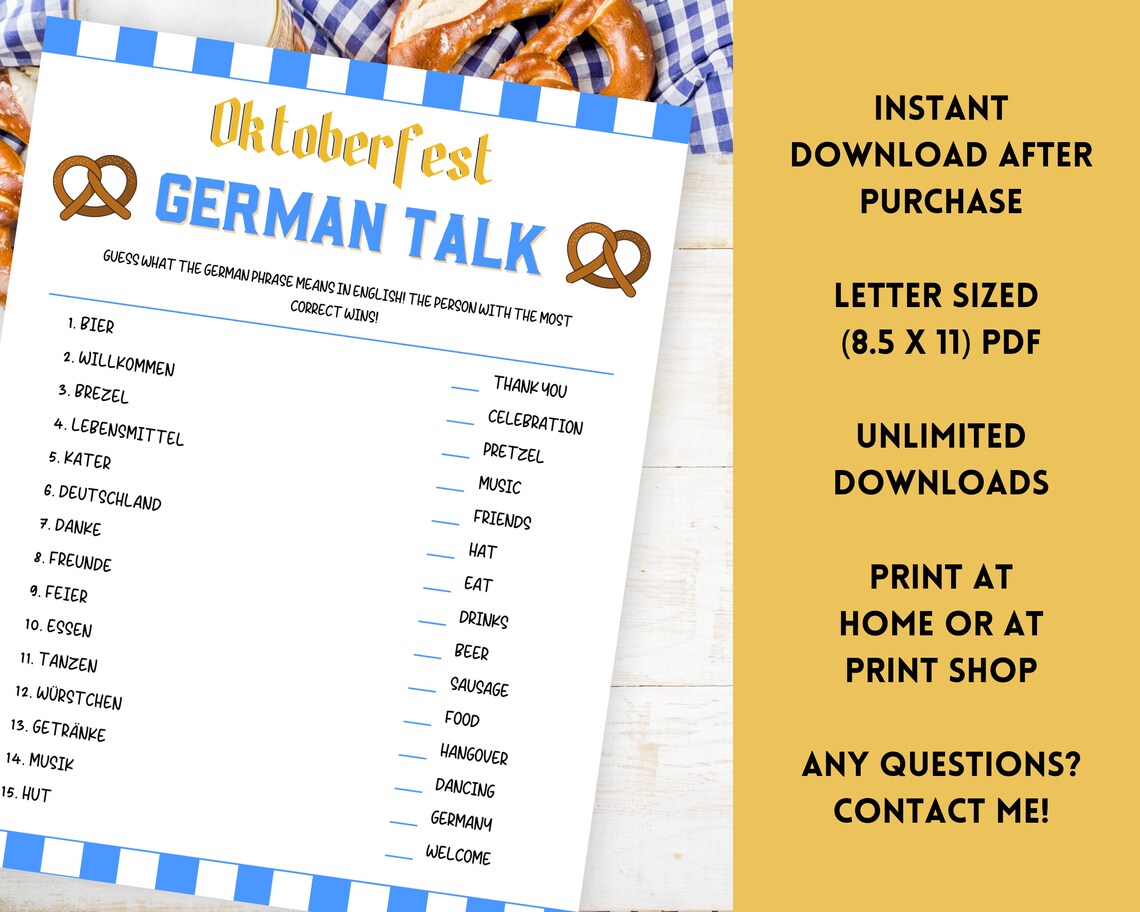 Oktoberfest Game, Printable Oktoberfest Game, Beer Festival Game ...