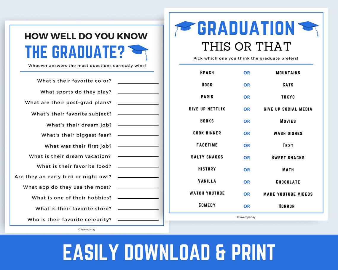 Graduation Party Games Bundle Printable Graduation Game Fun | Etsy