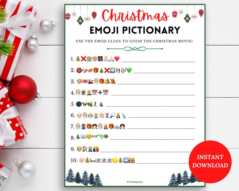 Christmas Movie Emoji Game Printable Christmas Movie Game | Etsy