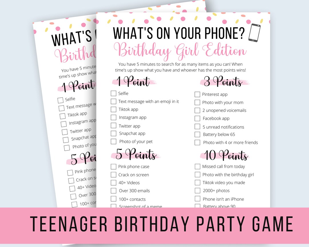 Teen What's on Your Phone Game, Teen Birthday Party Game, Virtual ...
