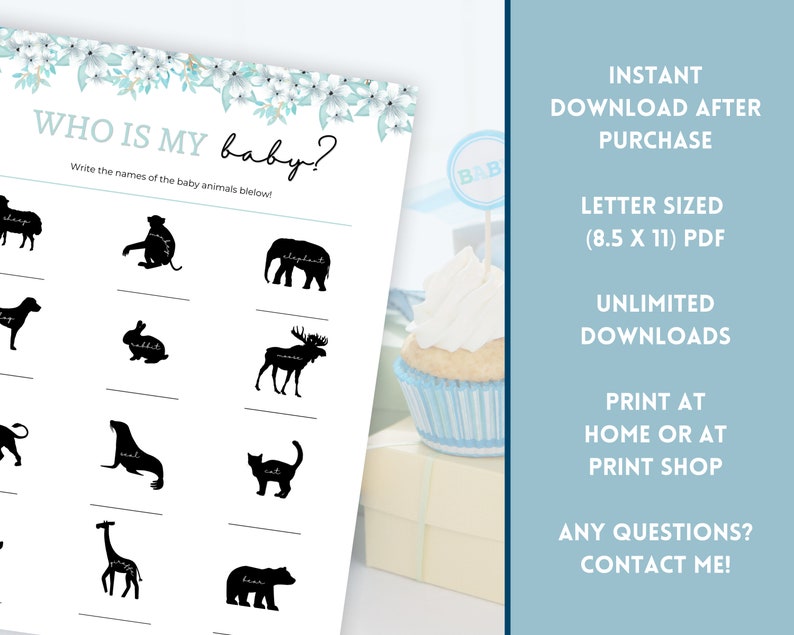 Baby Shower Game Printable Fun Baby Shower Game Who is My - Etsy