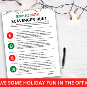 Workplace Holiday Scavenger Hunt, Holiday Games for Work, Office ...
