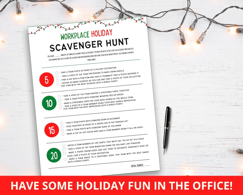 Workplace Holiday Scavenger Hunt Holiday Games for Work - Etsy