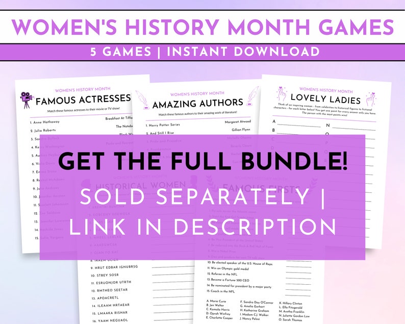 Women's History Month Game Women's History Month Word | Etsy