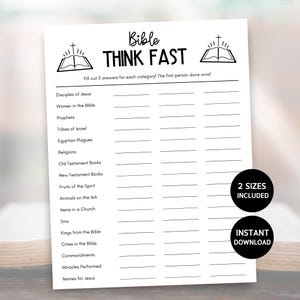 Bible Think Fast, Group Christian Game Adult Kids, Bible Study Game ...