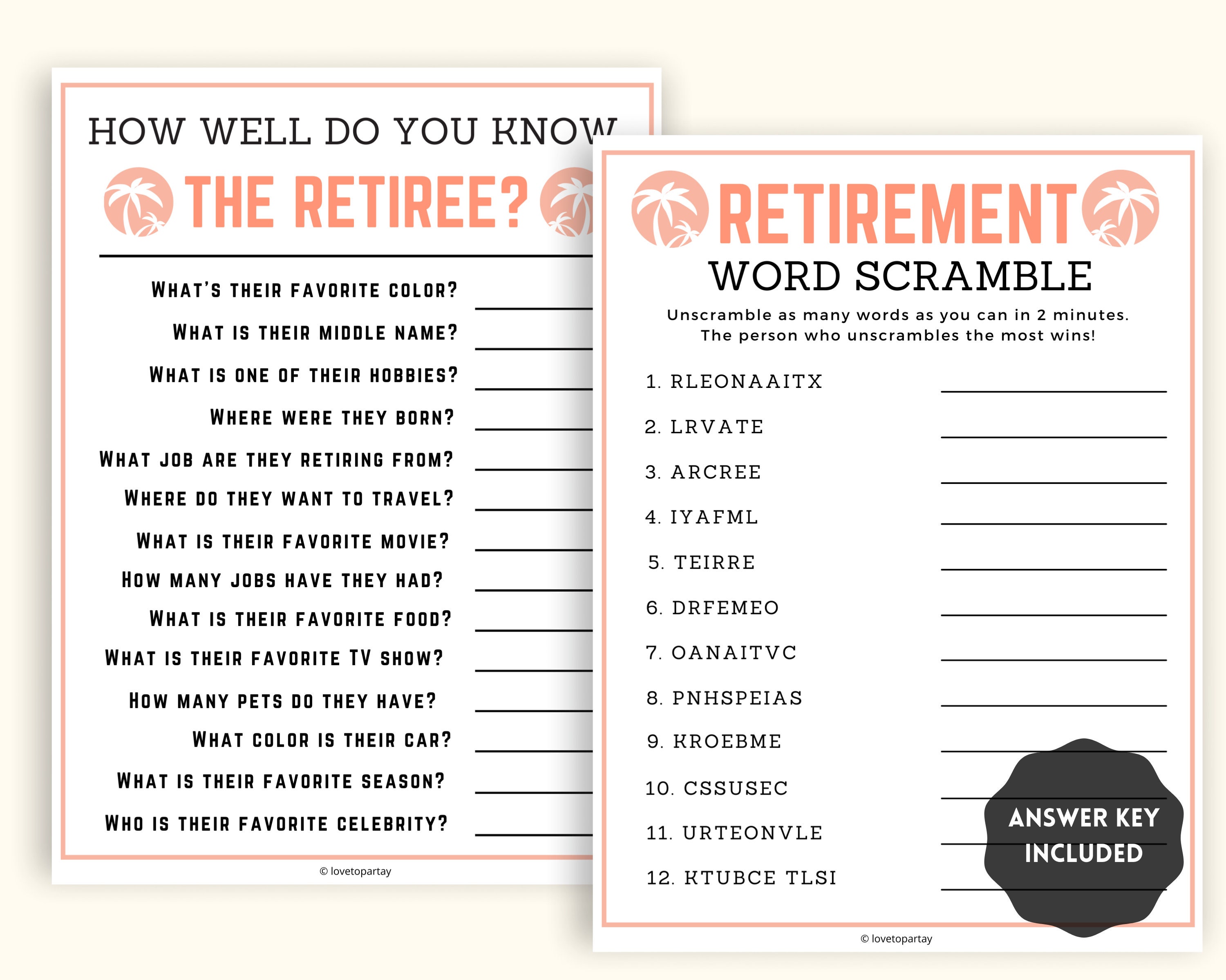 Retirement Party Games Retirement Games Retirement Games - Etsy
