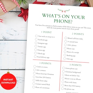 Christmas Party Starter Game, Christmas Game Printable, Whats on Your ...