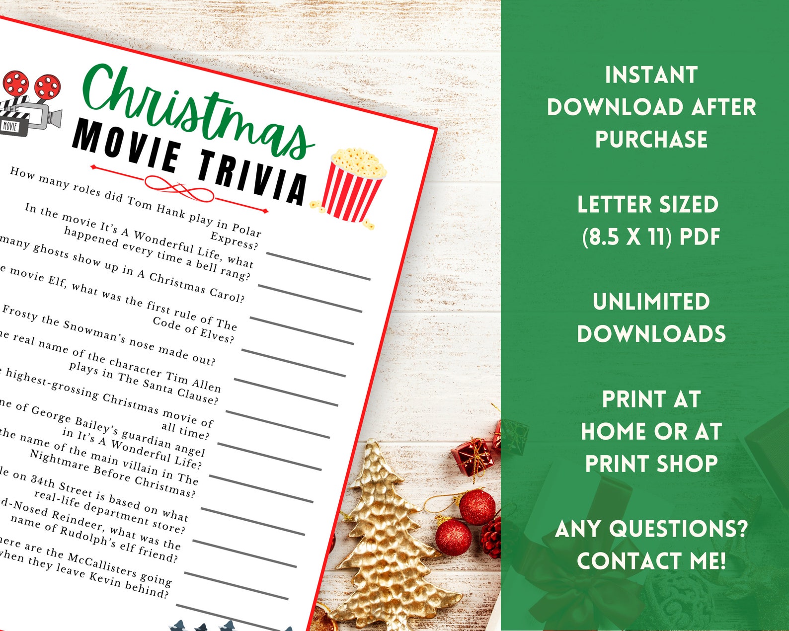 Christmas Movie Trivia Christmas Movie Quiz Holiday Movie | Etsy