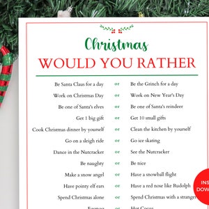 Christmas Would You Rather Game, Christmas Game Printable, Holiday ...